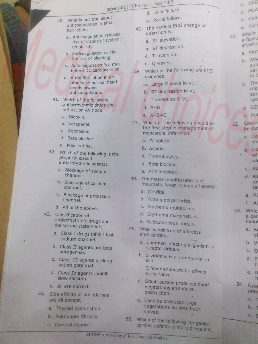 FCPS Part 1 Past Papers Original | MEDICAL CHOICES